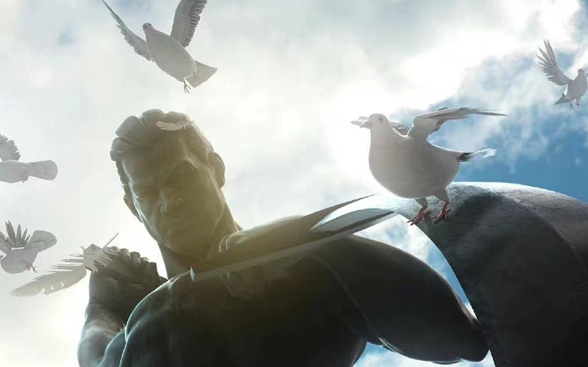 The three-body animation is set, and the four wall-facers are in place ...