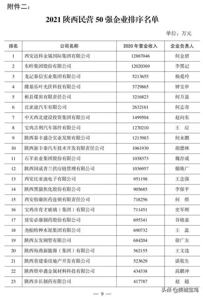 2021 Shaanxi Top 50 Private Enterprises List Released - iNEWS