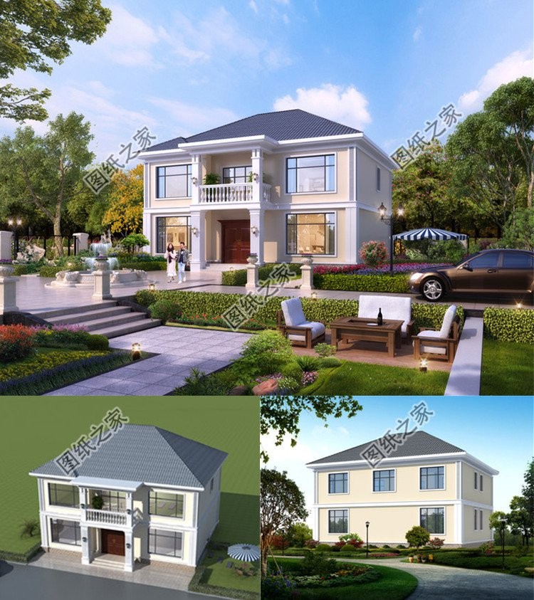 Classic European-style villa design, color matching is attractive and ...