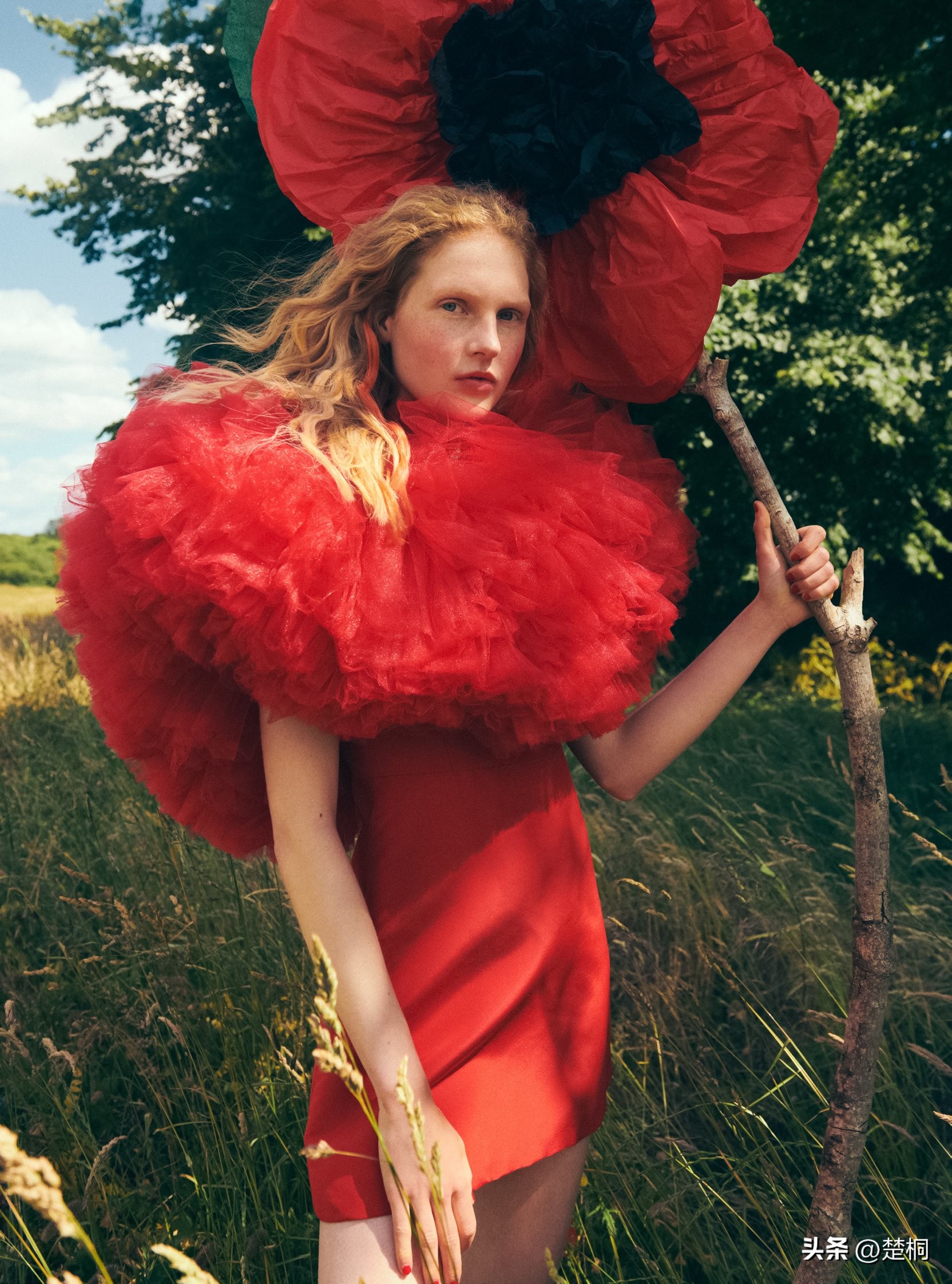Dutch supermodel Livy Asovin, red dress and flower sea fashion ...