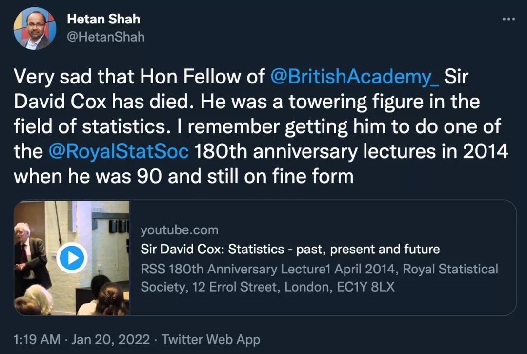 Famous statistician David Cox dies: his proposal of "COX regression ...