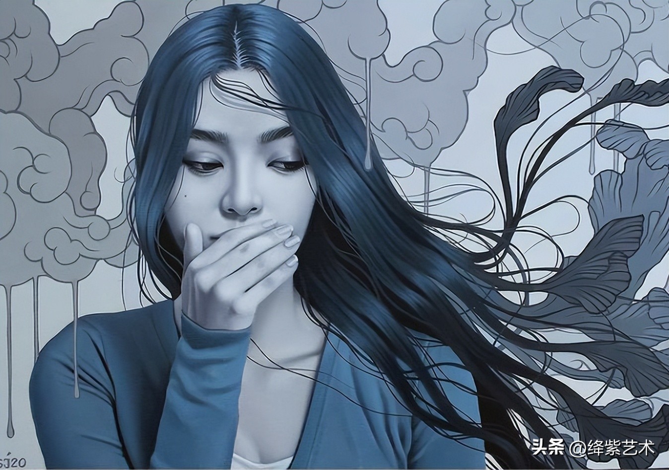 Irrelevant elements intertwined with the beauty portrait, the picture ...