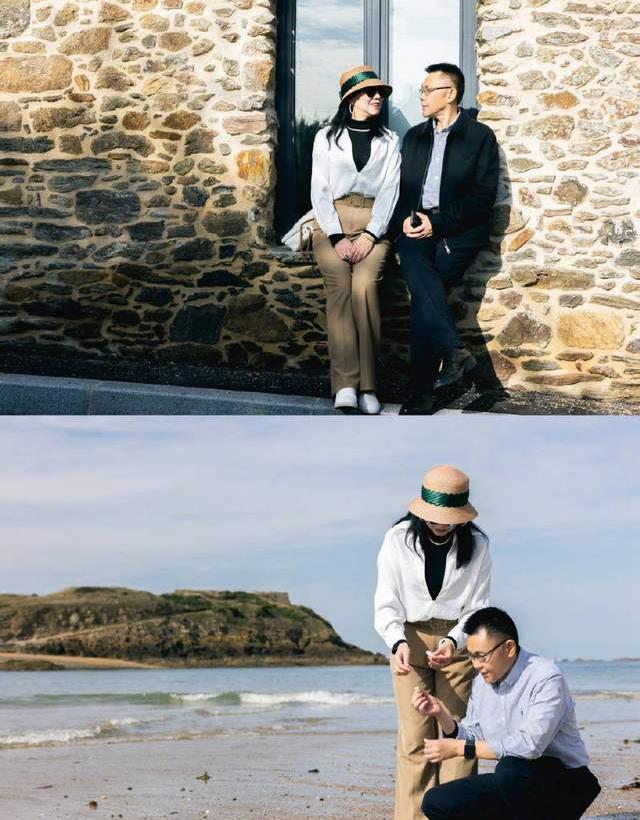 Shen Mengchen took her parents to the beach, wearing hot pants to show ...