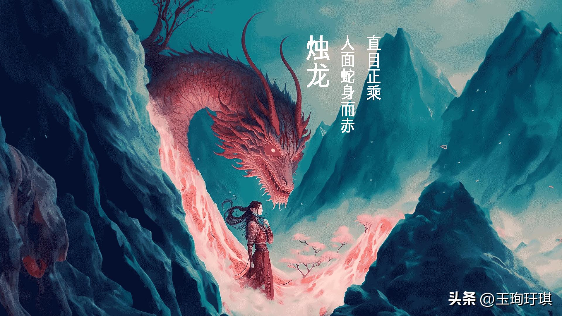 Shan Hai Jing Strange Beast: Candle Dragon, with a human face and a red ...