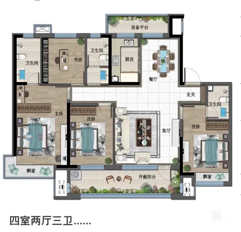 155 square meters of light luxury apartment, such a pattern is very ...