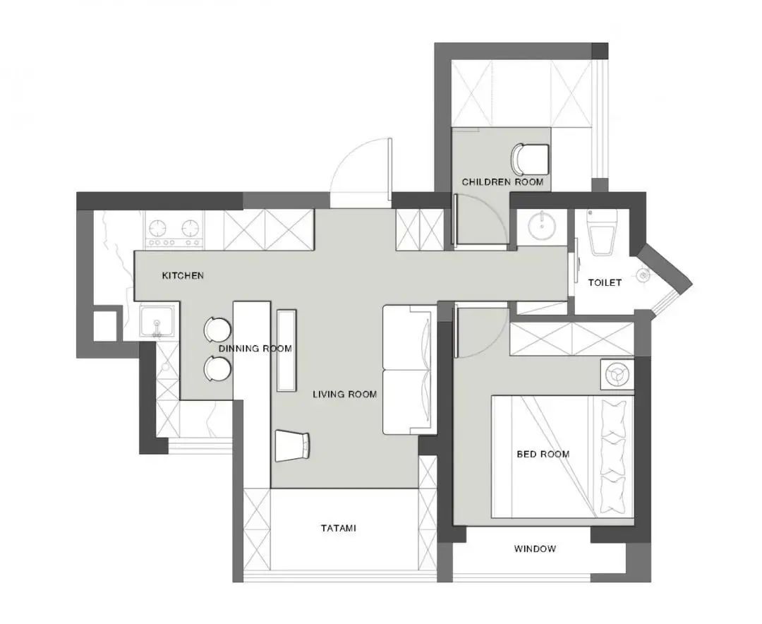 A small apartment of 41 square meters has the same functions as a large ...
