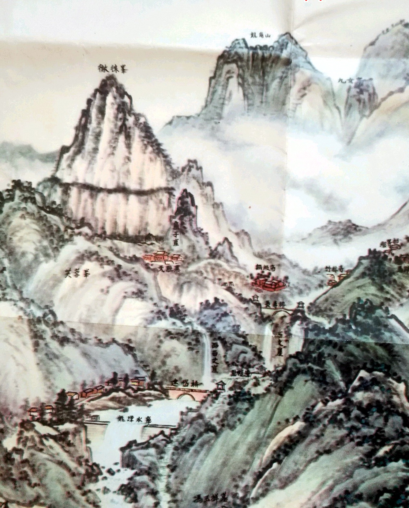 The 1980 "Dongyue Mount Tai" map, a guide map that is convenient for ...