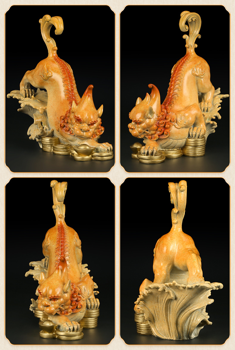 Jishanyuan copper pixiu ornaments a pair of Piqiu porch shop office ...