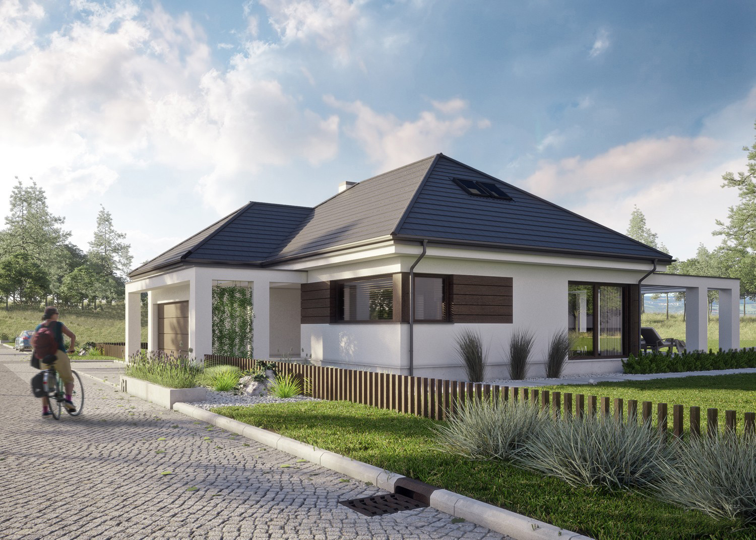 A one-story modern villa with a loft, a practical and comfortable one ...