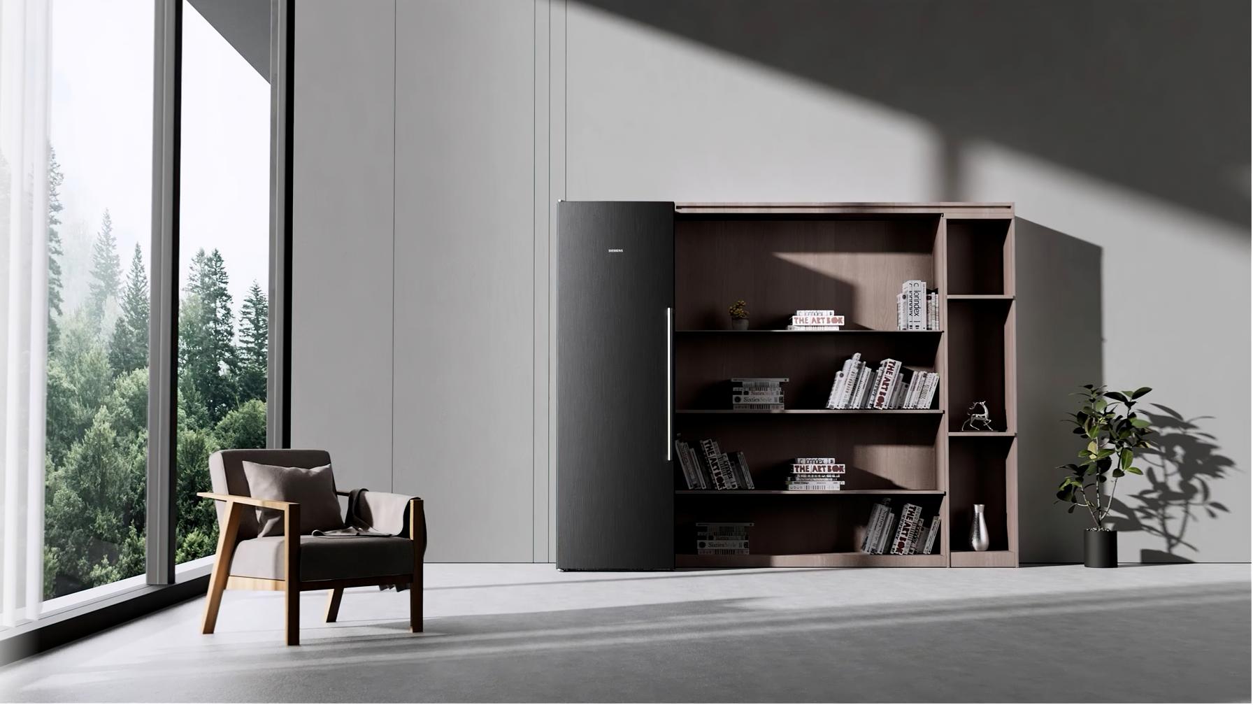 Siemens European-style combination side-by-side refrigerators: opening ...