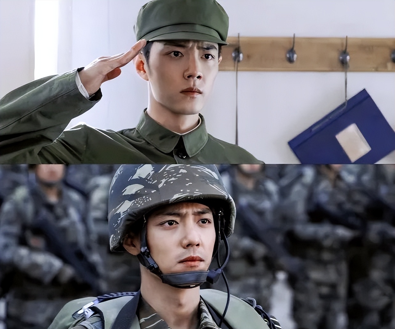 The same military uniform photos, together with Yang Yang, Xiao Zhan ...