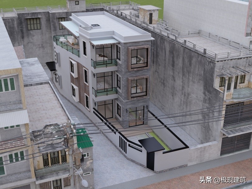 6-meter-wide, three-story, small-sided, modern-style self-built villa ...