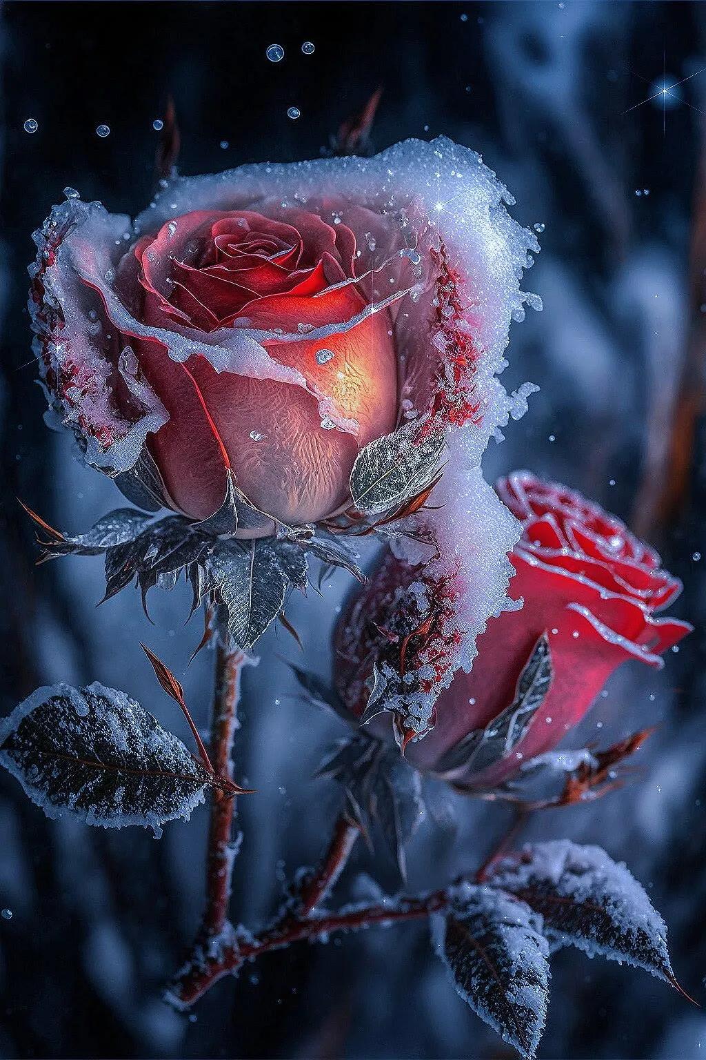 Beautiful pictures of frozen roses by the sea, this is too beautiful ...