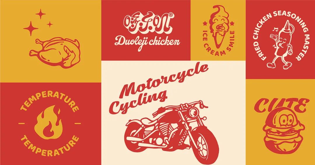 American-style illustration of fried chicken brand design, "chicken ...