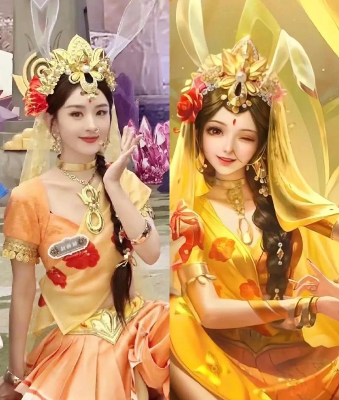 The beautiful cosplay of Zhao Liying and Guli Nazha is simply ...