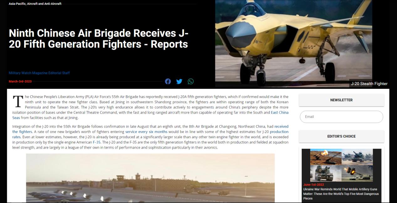 7 days to produce 1 frame? US media said: The ninth brigade of PLA J-20 fighters may have ...