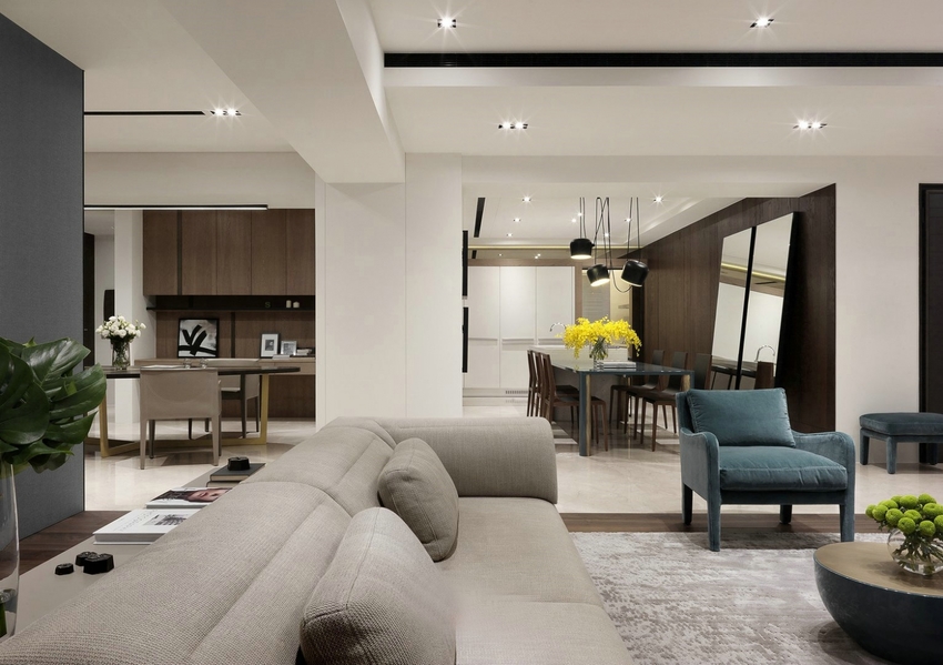 138 square meters large flat floor, modern style decoration is fresh ...