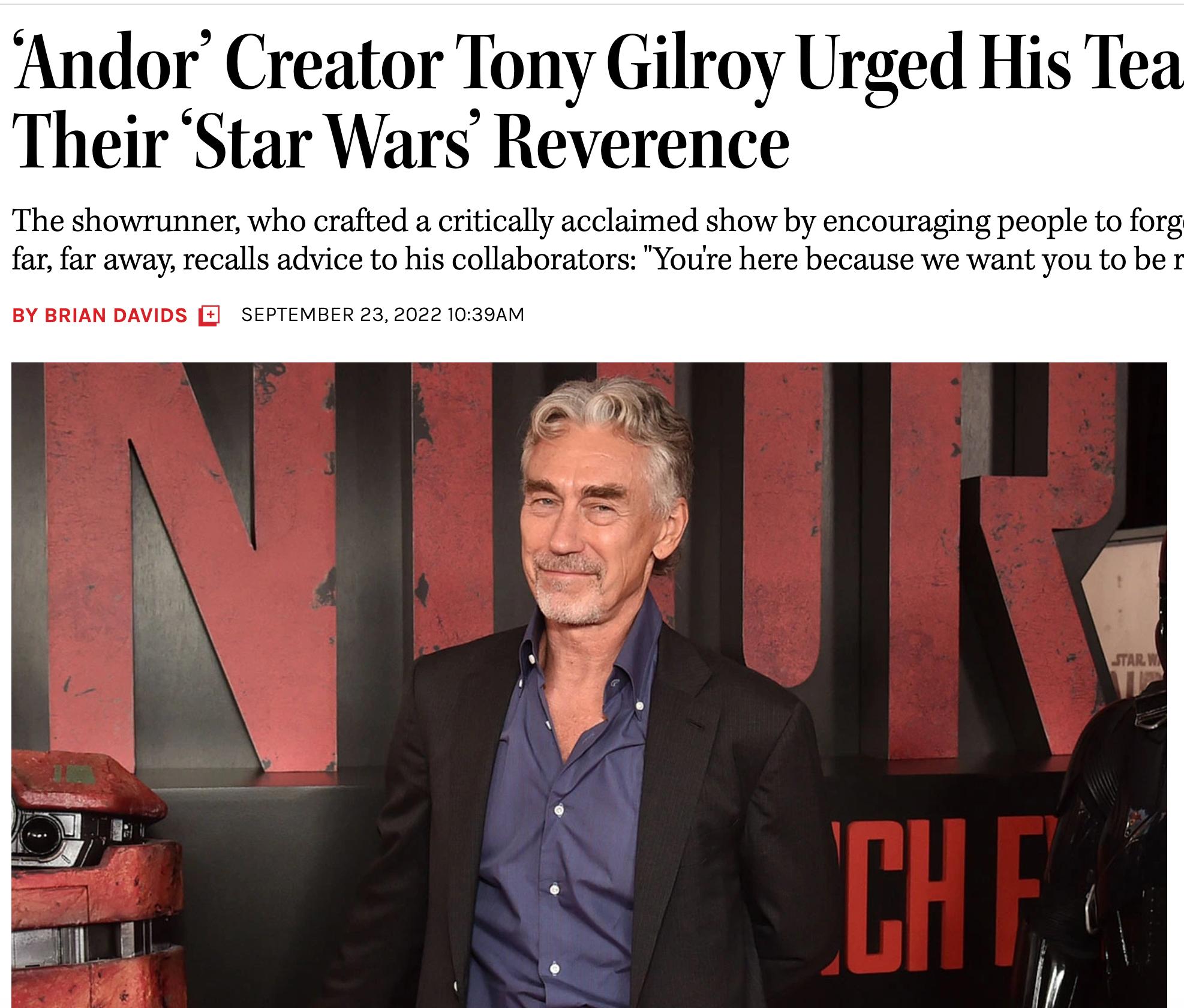 Gilroy feels 'Star Wars' has many faces, 'Andor' needs honest audience ...