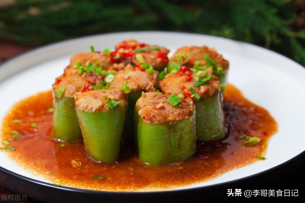A must-have meal for the family, green pepper stuffed meat, teach you ...