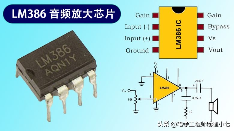 LM386 audio amplifier circuit diagram explanation, graphic + circuit ...