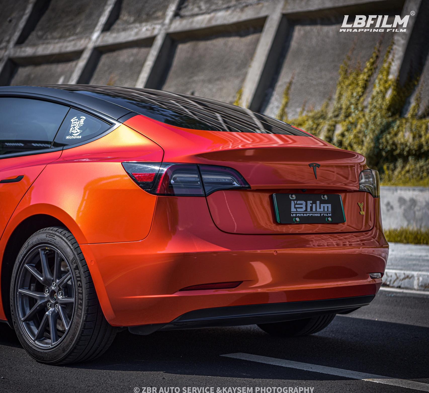Tesla LB color change film super bright metallic orange, the sunset ...
