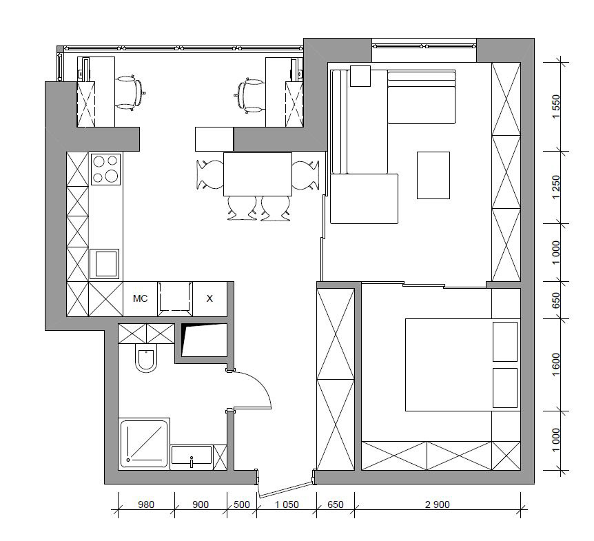 The 47-square-meter simple-style two-bedroom, subtly reflects the ...