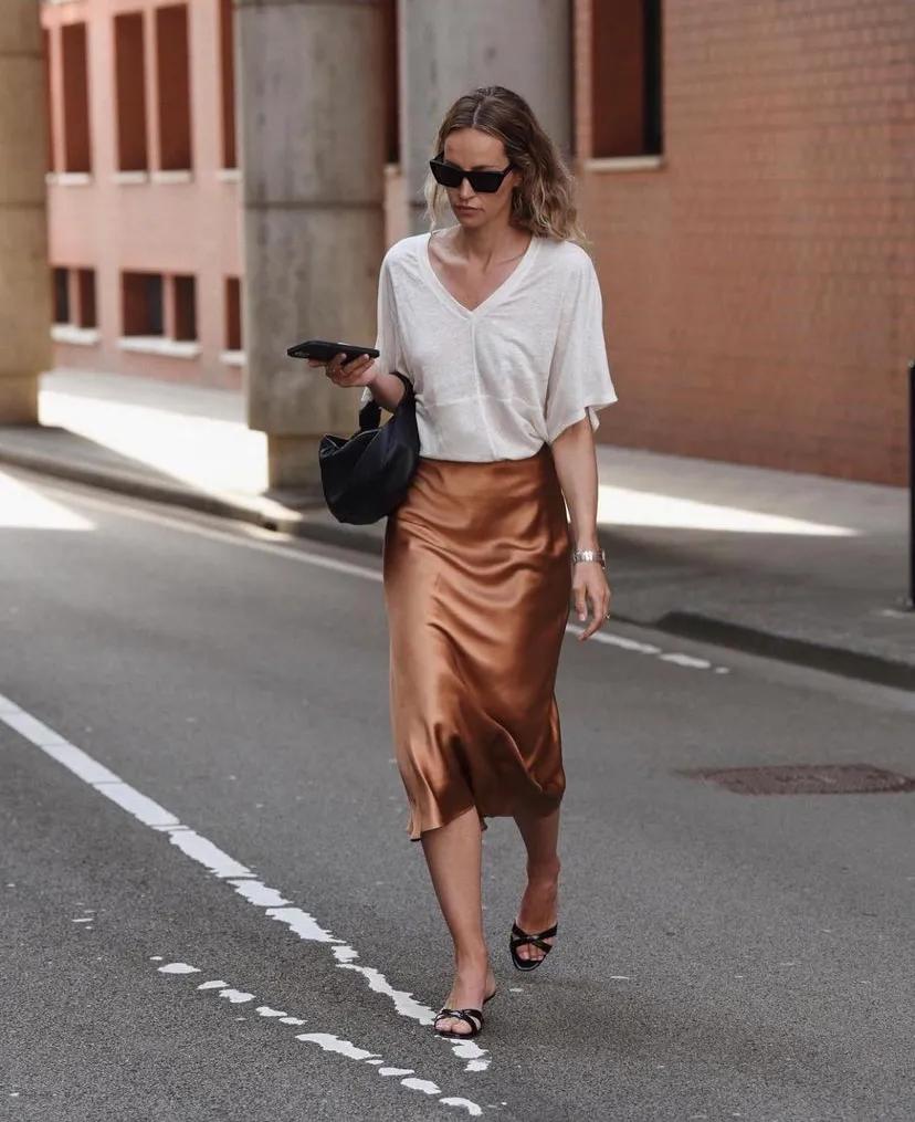 These 10 sets of satin skirts are too beautiful, foreign style ...