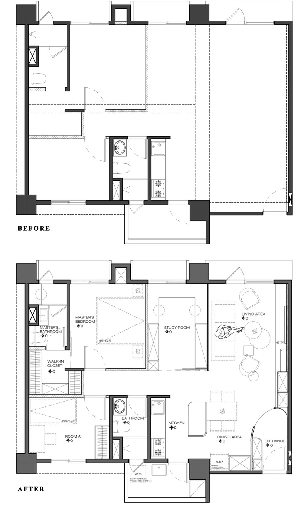 86 square meters, three bedrooms and two living rooms are modern, and ...