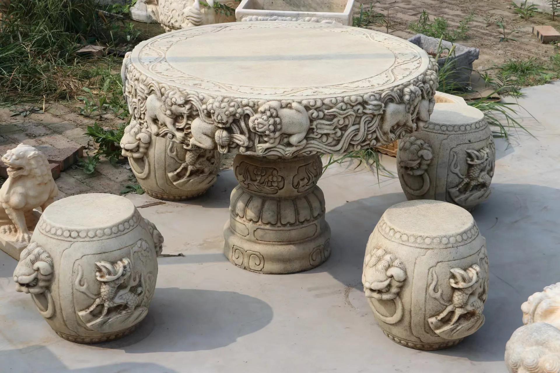 White marble everything goes well big stone table - iNEWS