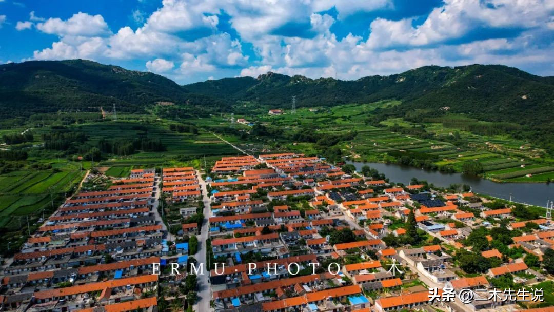 Aerial shot of Kongjiazhuang, the white sand beach of Rushan, where Mou ...