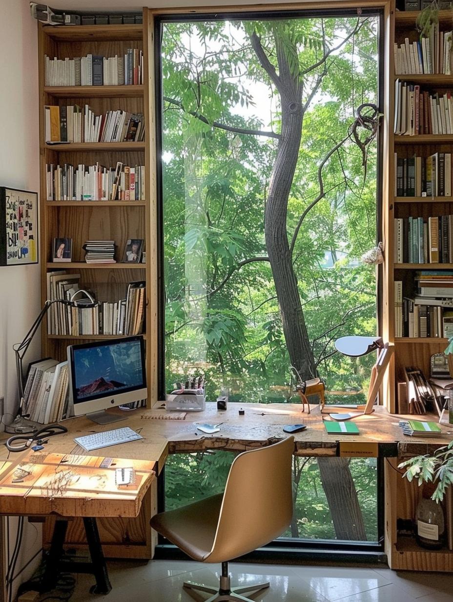 It is a good idea to make a desk and bookcase by the window in the ...