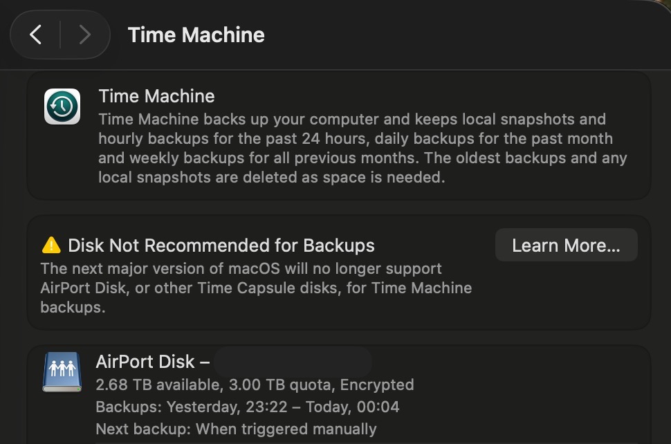 Apple Time Machine's Time Capsule support will be completely terminated ...