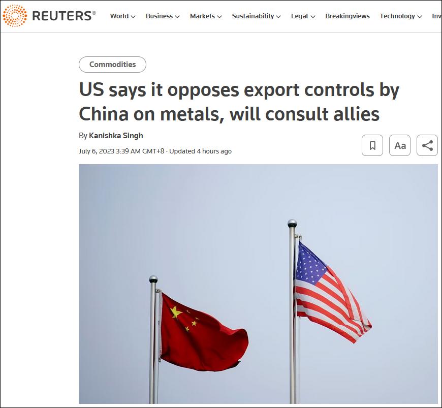 The United States responds to China's export controls: Firmly opposed ...