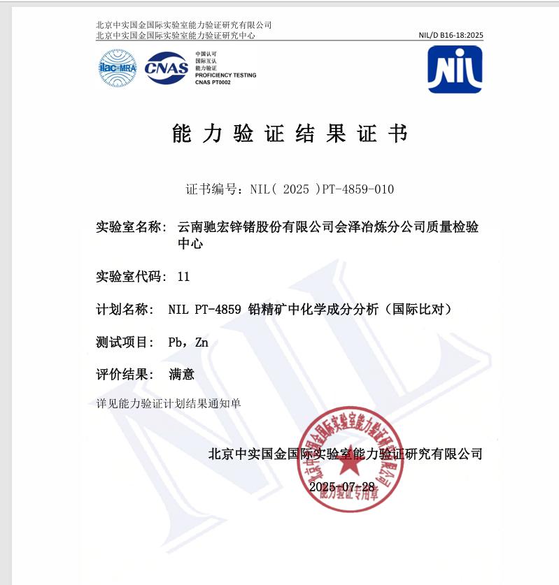 The Huize Smelting Quality Inspection Center's lead and zinc ...